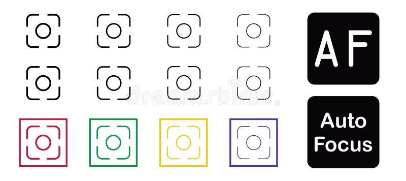 Auto Focus Camera Vector Icon Set. Auto Focus or Target Symbol, Capture ...