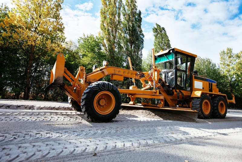 Auto Grader Construction and Road Markings Stock Photo - Image of ...