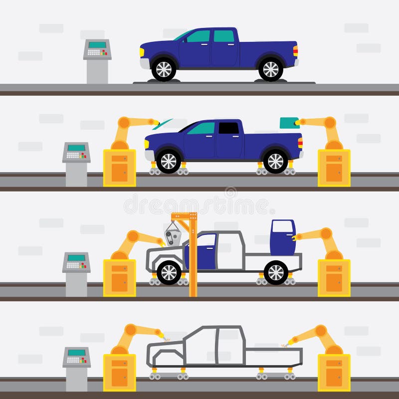 Auto heben Fabrik auf vektor abbildung. Illustration von garage - 76644273
