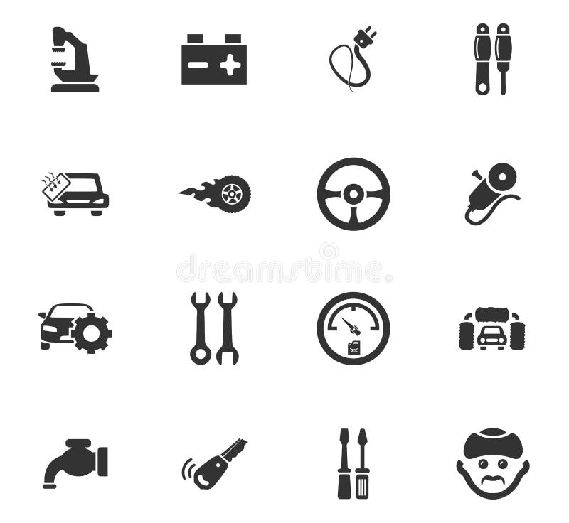 Auto icons set stock vector. Illustration of fire, adjustable - 98473360