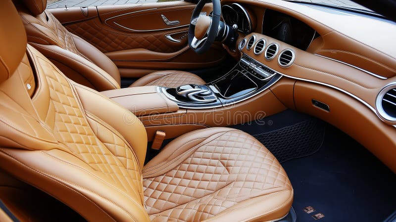 Auto Interior, Luxury Style. Driver Seats Stock Photo - Image of ...