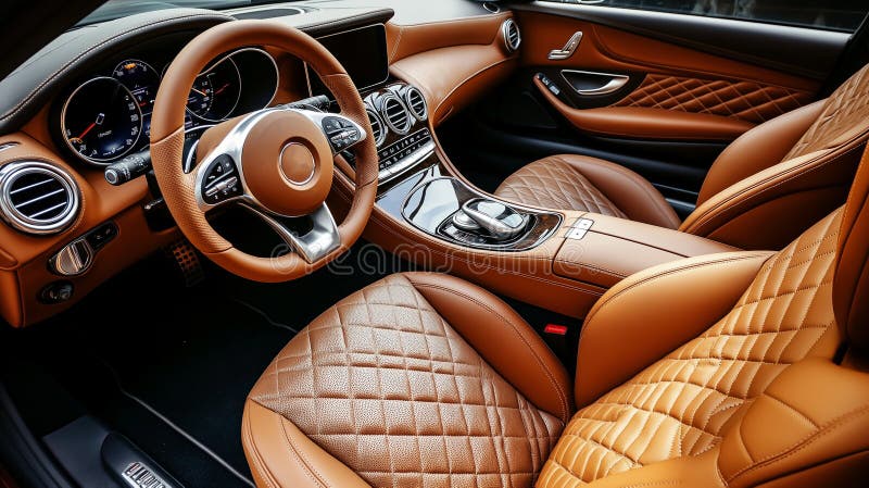 Auto Interior, Luxury Style. Driver Seats Stock Image - Image of ...