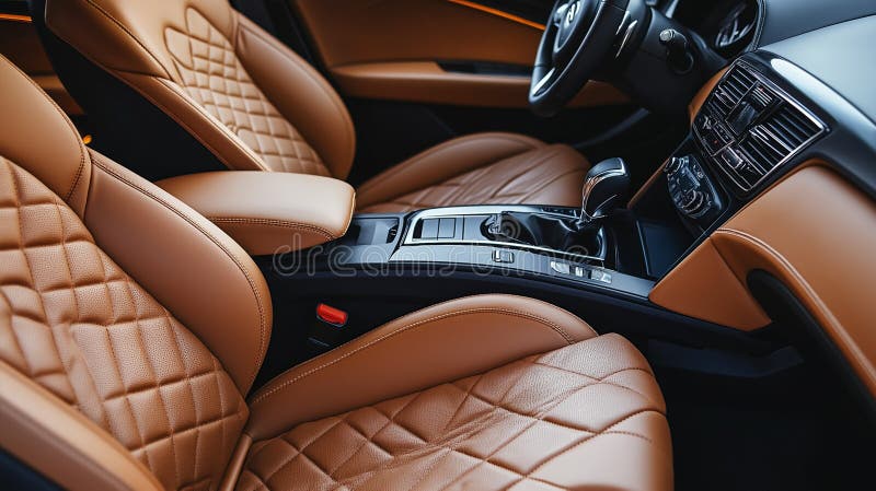 Auto Interior, Luxury Style. Driver Seats Stock Image - Image of ...