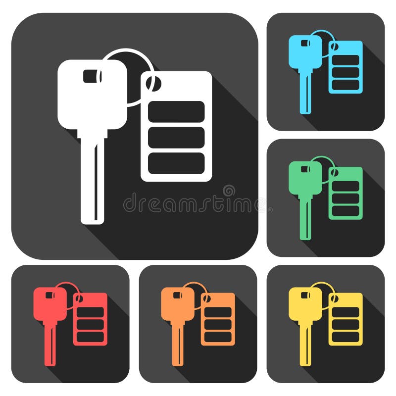 Auto Key with Remote Control Icons Set with Long Shadow Stock Vector ...