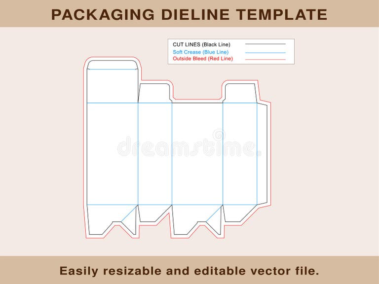Auto Lock Box and Box Dieline Template, Stock Vector - Illustration of ...