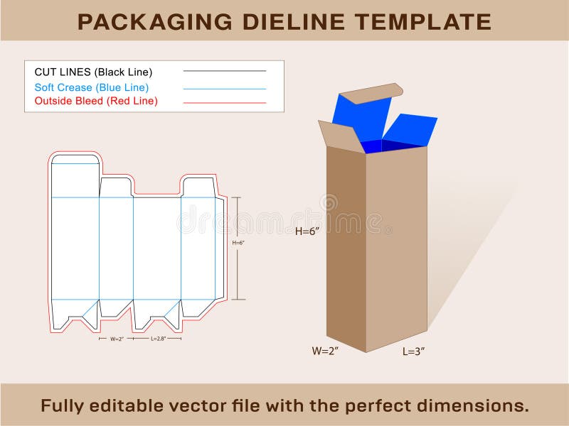 Auto Lock Box Dieline Template,vector File Stock Vector - Illustration ...