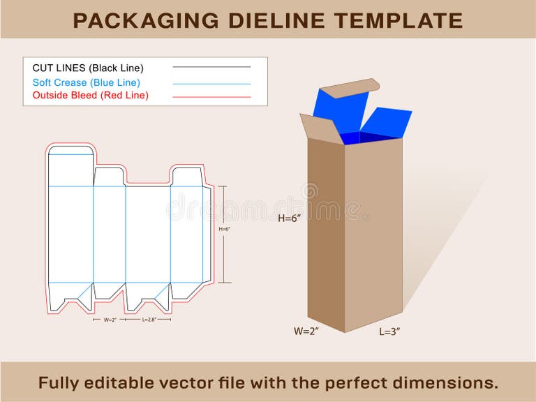 Auto Lock Box Dieline Template,vector File Stock Vector - Illustration ...