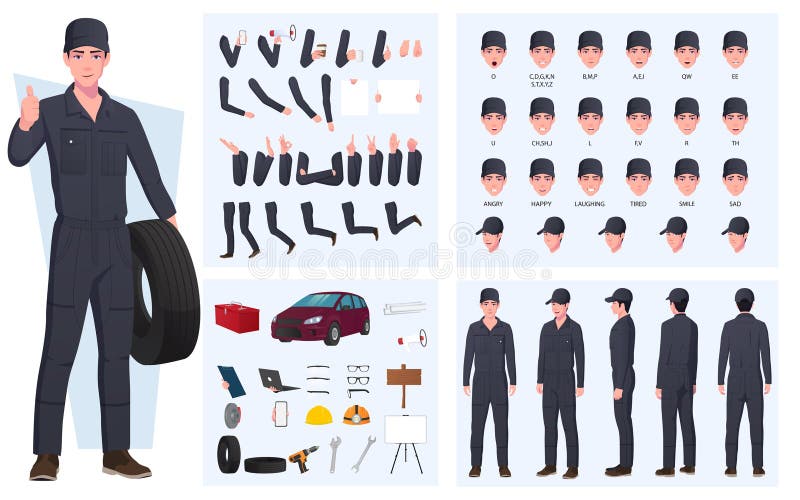 Auto Mechanic Character Creation Set, Mechanical Engineer Pack with ...