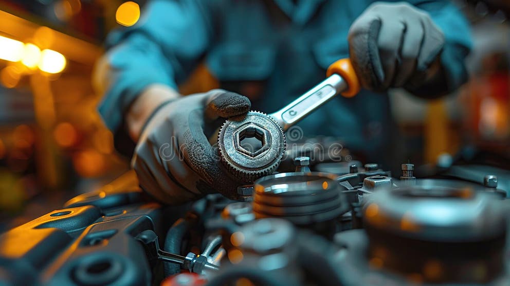 Car Mechanic Fixes Car Close Up Stock Image - Image of service, parts ...