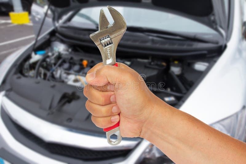 Auto Mechanic Hand with Wrench Stock Image - Image of repair, transport ...