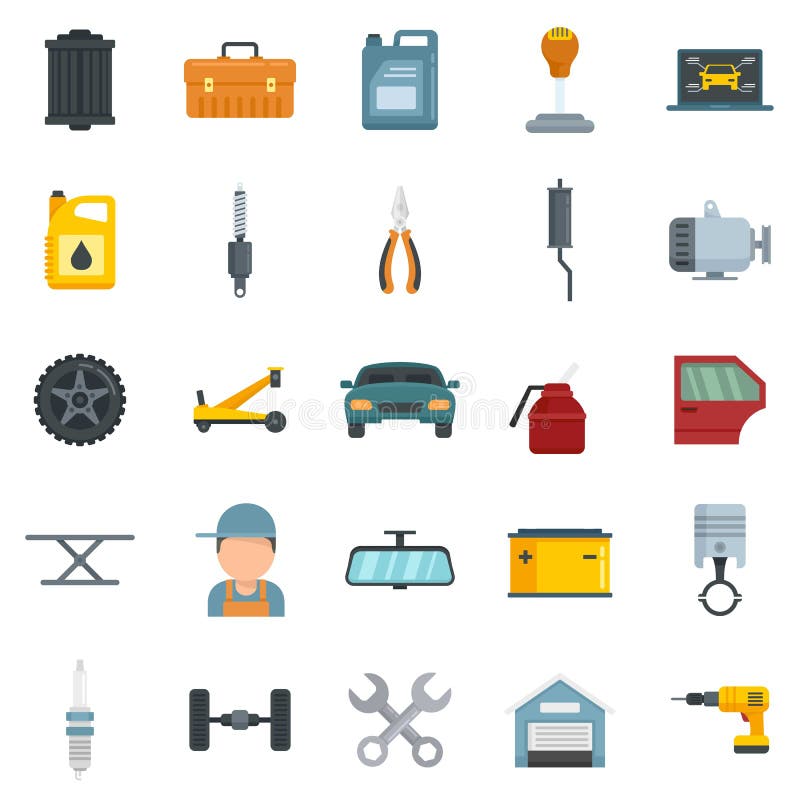 Car mechanic icons stock illustration. Illustration of gear - 23582529