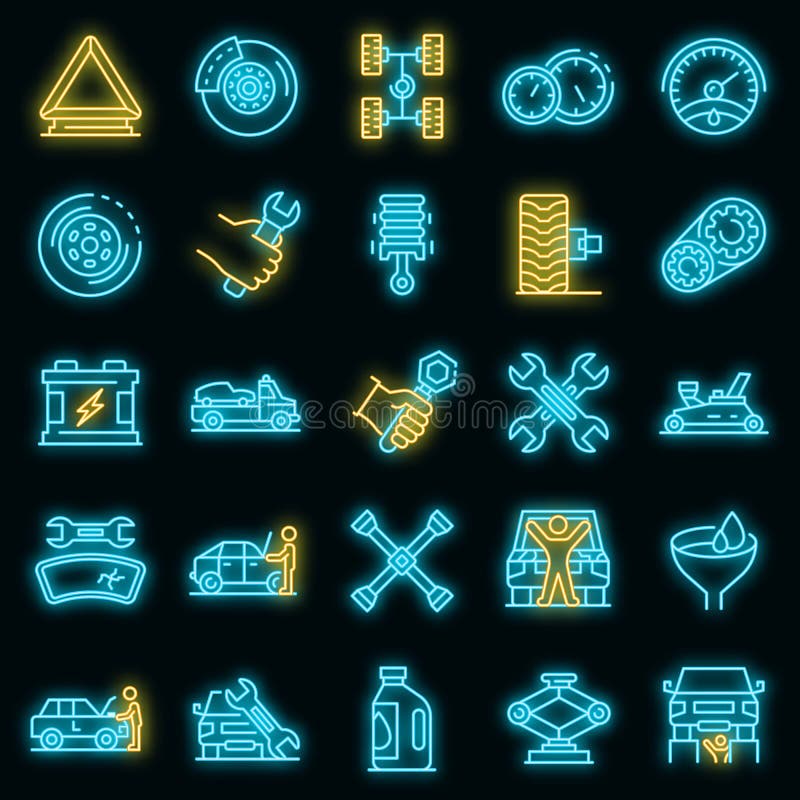 Car mechanic icons stock illustration. Illustration of gear - 23582529