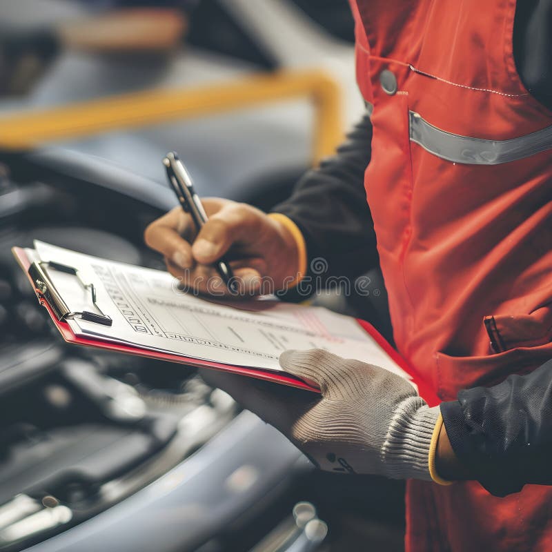 Auto Mechanic Performing Car Inspection Stock Illustration ...