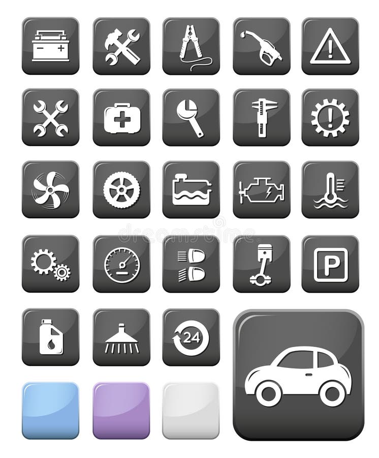 Auto Mechanic and Service Buttons Stock Vector - Illustration of ...
