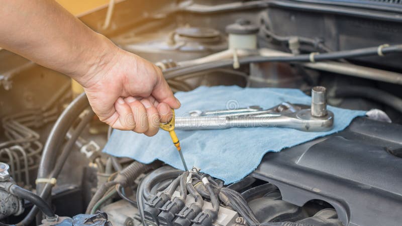 Auto Mechanic with Tool Working Check and Fixed an Old Car Engine at ...
