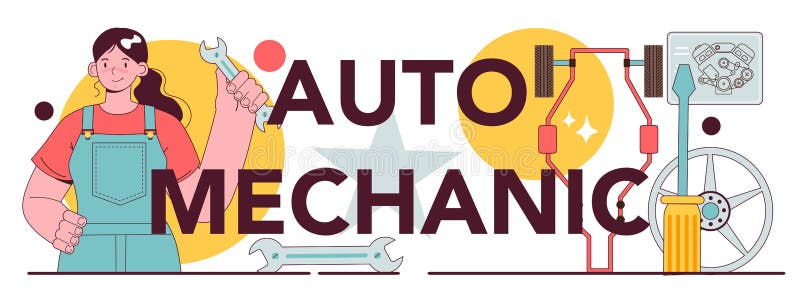 Auto Mechanic Typographic Header. Mechanic in Uniform Check Stock ...