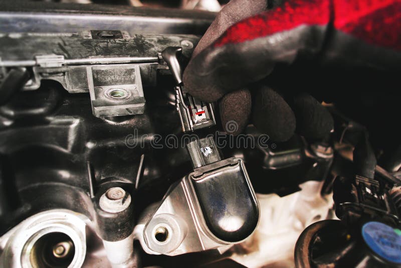 Auto Mechanic Checking ECU Engine System with OBD2 Wireless Scanning ...