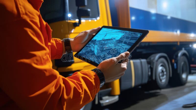 Auto Mechanic Using Digital Tablet for Truck Diagnostics Stock Image ...