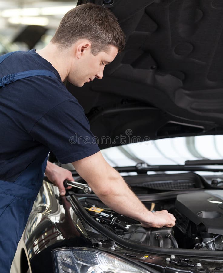 Auto mechanic at work. stock image. Image of shop, transportation ...