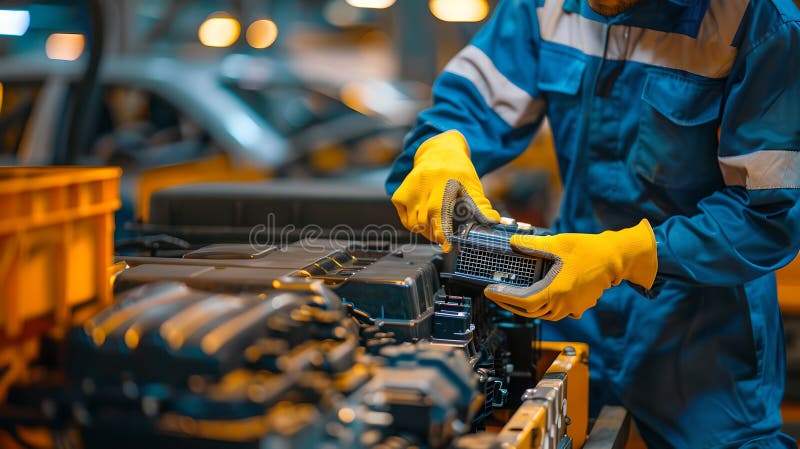 Auto Mechanic Working on a Car Engine in a Workshop. Manual Labor ...