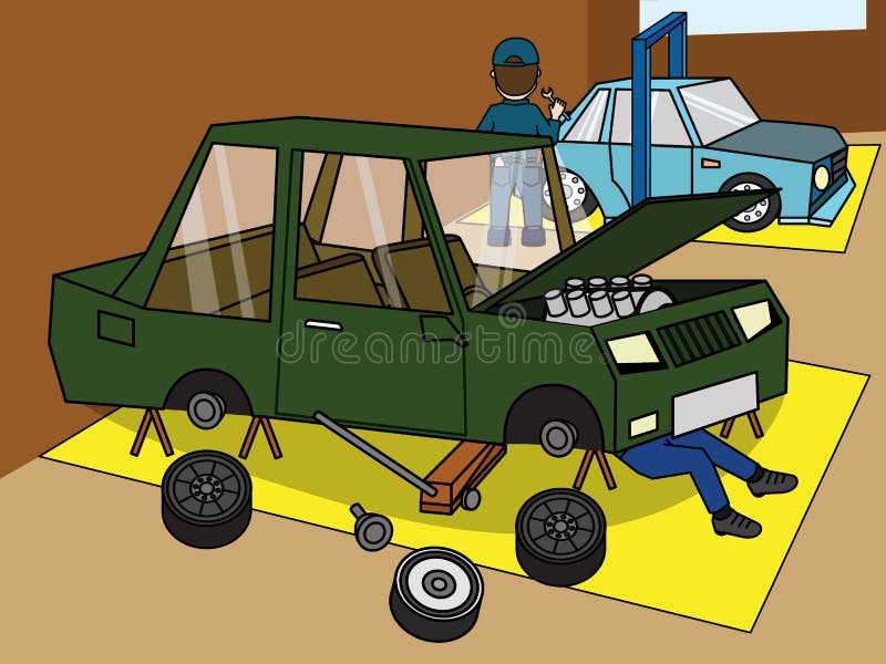 Cartoon Mechanic Working Car Stock Illustrations – 323 Cartoon Mechanic ...