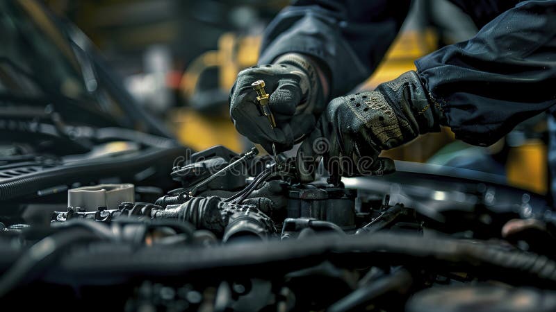 Auto Mechanic Working in Workshop, Close Up a Car Mechanic Repairing ...