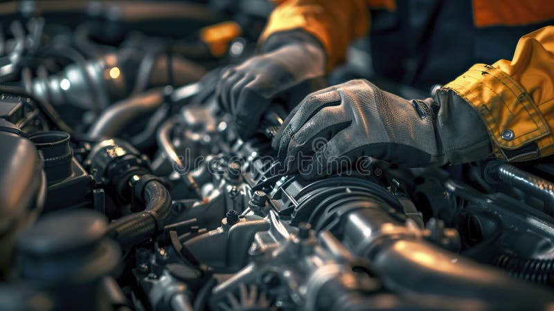 Auto Mechanic Working in Workshop, Close Up a Car Mechanic Repairing ...