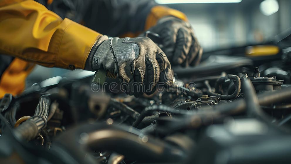 Auto Mechanic Working in Workshop, Close Up a Car Mechanic Repairing ...