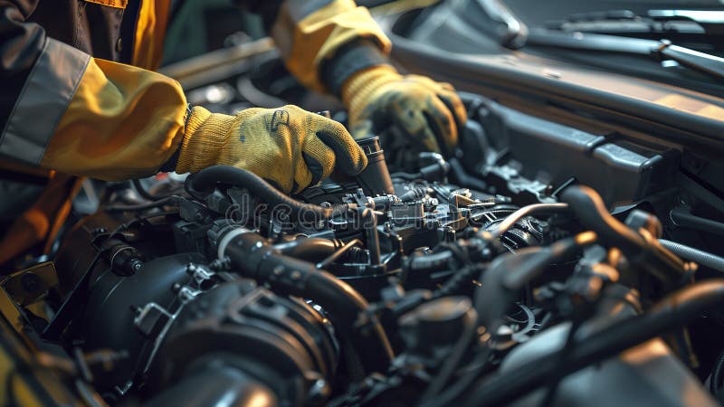 Auto Mechanic Working in Workshop, Close Up a Car Mechanic Repairing ...