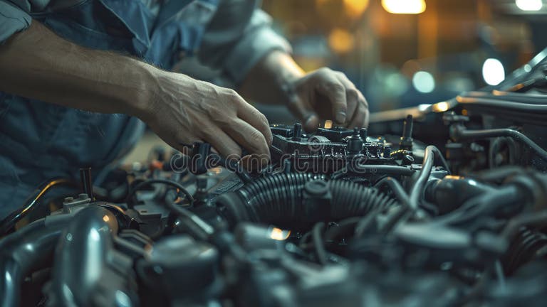 Auto Mechanic Working in Workshop, Close Up a Car Mechanic Repairing ...
