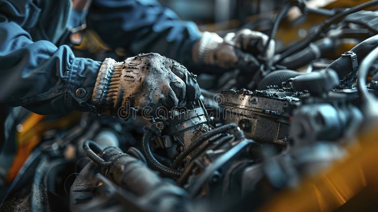 Auto Mechanic Working in Workshop, Close Up a Car Mechanic Repairing ...