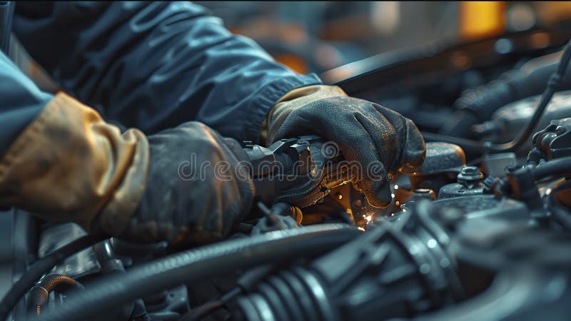 Auto Mechanic Working in Workshop, Close Up a Car Mechanic Repairing ...