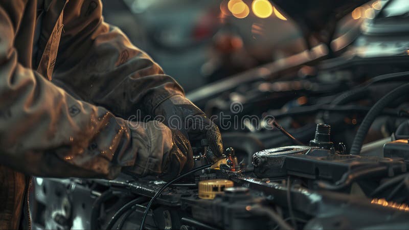 Auto Mechanic Working in Workshop, Close Up a Car Mechanic Repairing ...