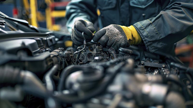 Auto Mechanic Working in Workshop, Close Up a Car Mechanic Repairing ...