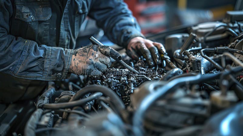 Auto Mechanic Working in Workshop, Close Up a Car Mechanic Repairing ...