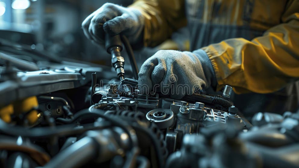 Auto Mechanic Working in Workshop, Close Up a Car Mechanic Repairing ...