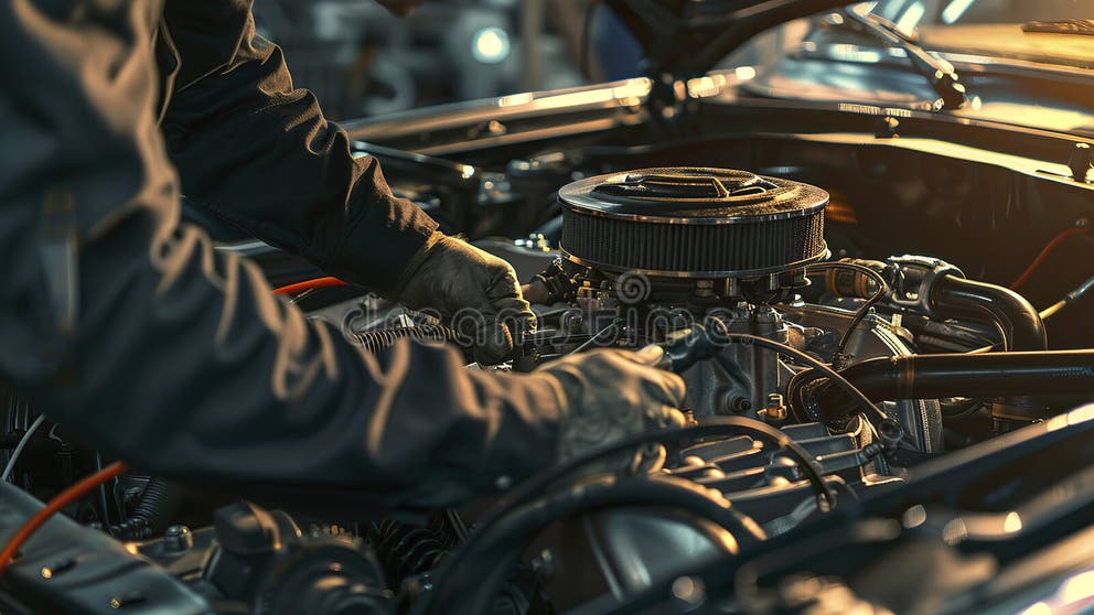 Auto Mechanic Working in Workshop, Close Up a Car Mechanic Repairing ...