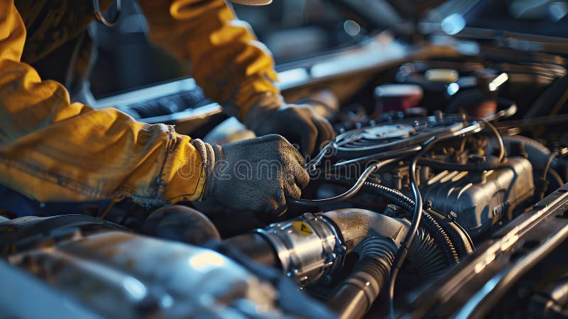 Auto Mechanic Working in Workshop, Close Up a Car Mechanic Repairing ...