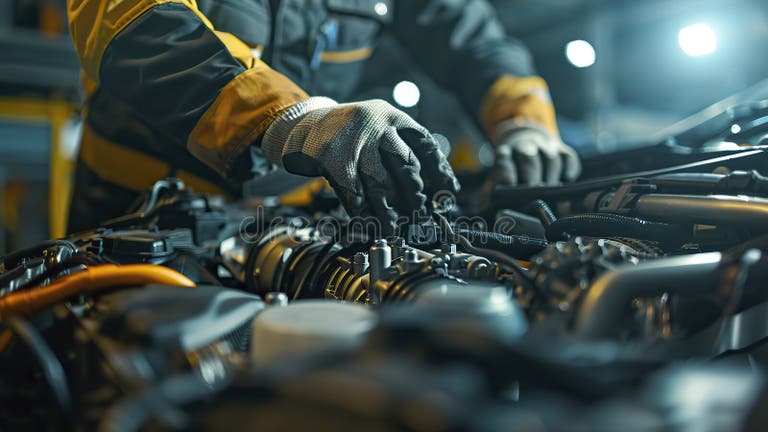 Auto Mechanic Working in Workshop, Close Up a Car Mechanic Repairing ...
