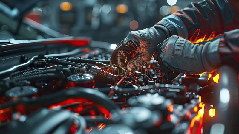 Auto Mechanic Working in Workshop, Close Up a Car Mechanic Repairing ...