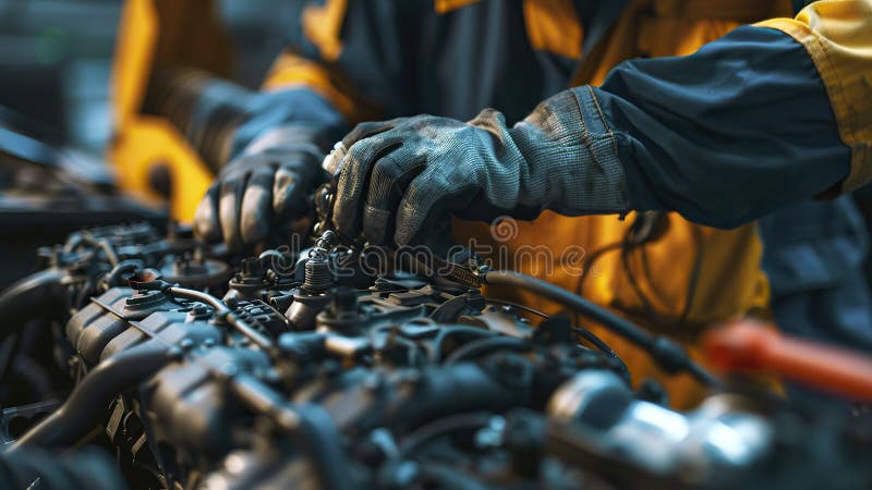 Auto Mechanic Working in Workshop, Close Up a Car Mechanic Repairing ...