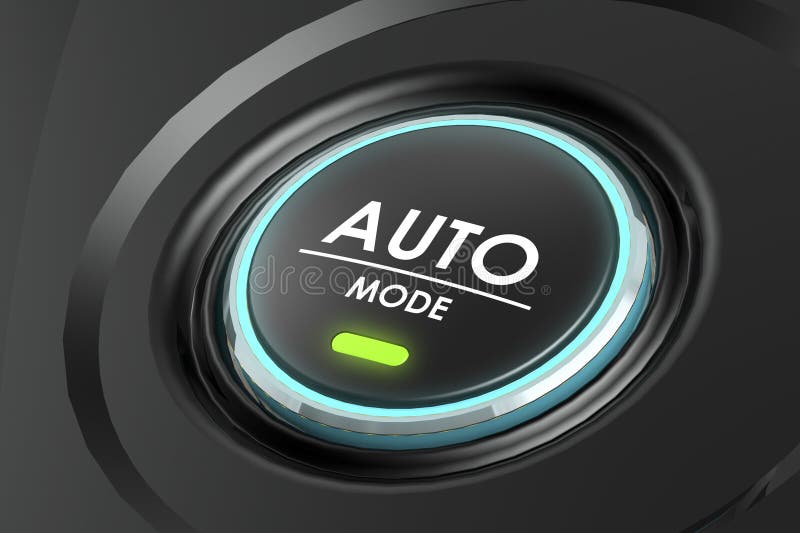 Auto Mode Word on Black Button Stock Illustration - Illustration of ...