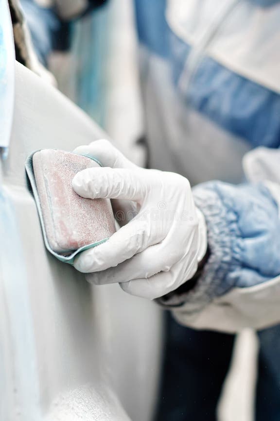 Auto Painter Working on Car Body Stock Photo - Image of labor, mechanic ...