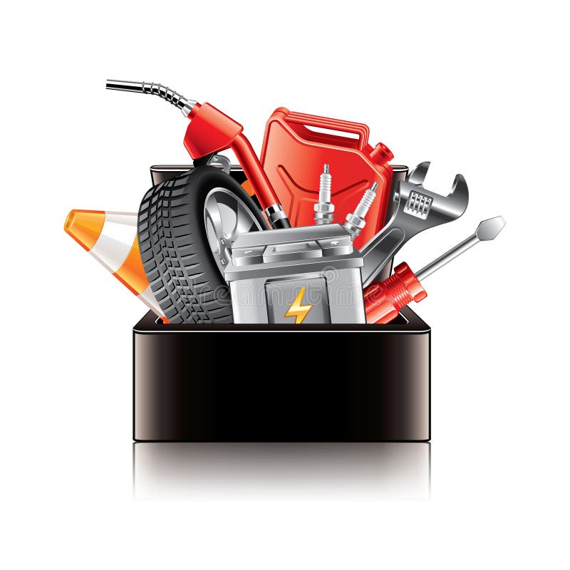 Auto Parts Box on White Vector Stock Vector - Illustration of spare ...