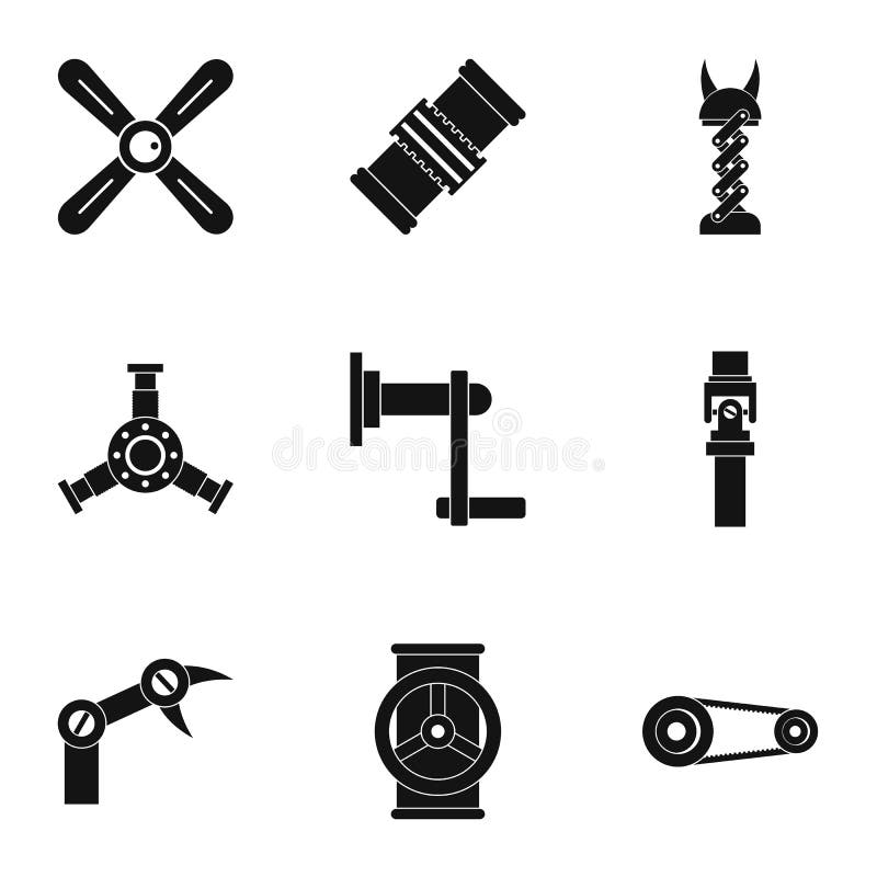 Mechanism Parts Icons Circle Stock Vector - Illustration of mechanic ...