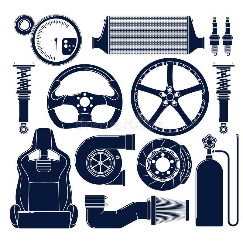Auto Parts Icons stock vector. Illustration of auto, automobile - 95974029