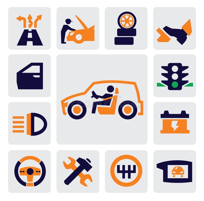 Auto pictogrammen vector illustratie. Illustration of brandstof - 28175287