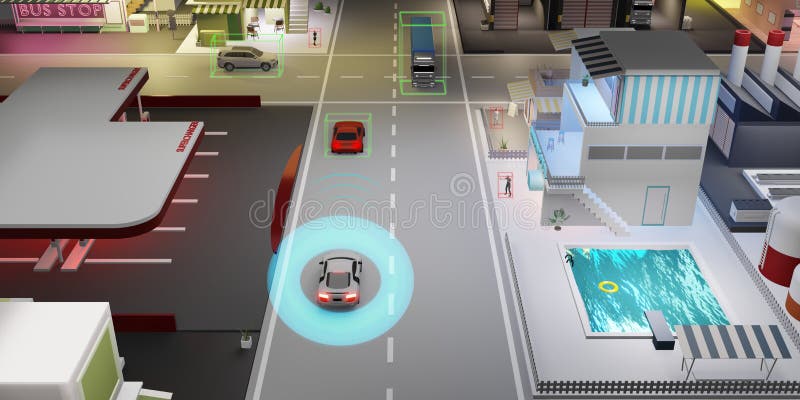 Auto Pilot Autonomous Car Self Driving Vehicle Car Driverless Object