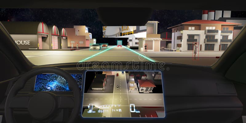 Auto Pilot Car Driverless Object Detection Sensor Digital Speedometer
