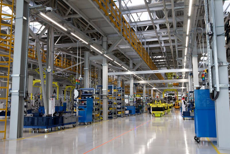 Auto Plant, Car Assembly Workshop. Main Conveyor Stock Photo - Image of ...